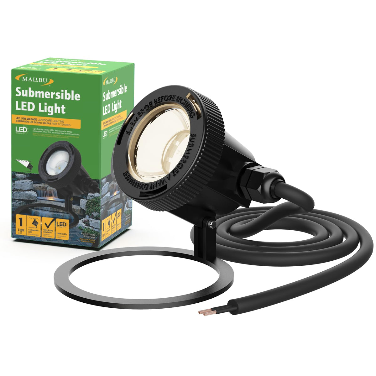 Malibu Submersible LED Pond Light Low Voltage Landscape Lighting Underwater Flood Light Outdoor ...