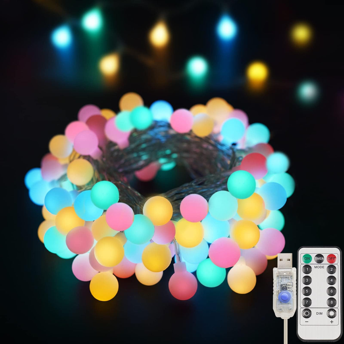 suddus Pastel Christmas Lights, 100 Led String Lights Plug in, Indoor ...