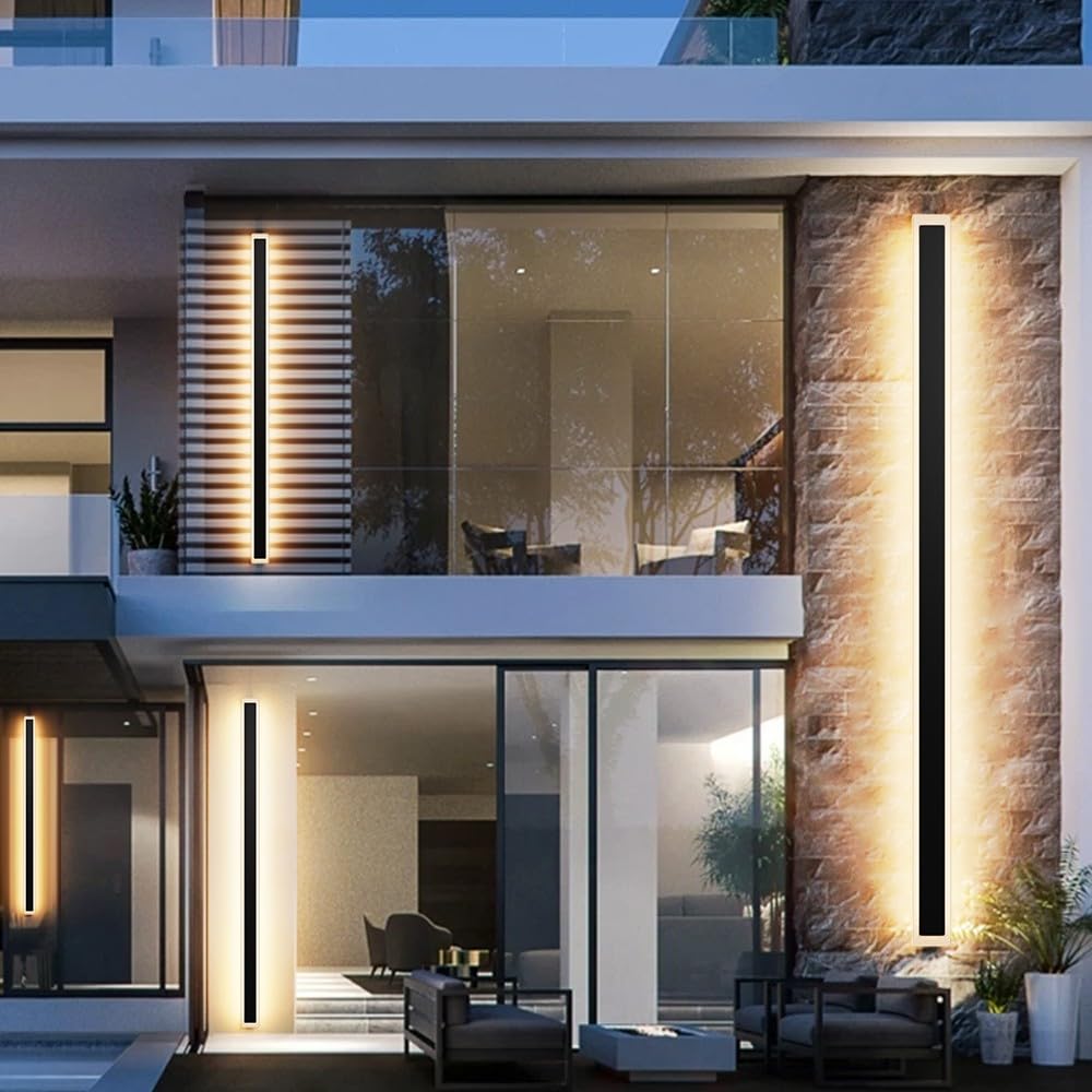 Aipsun Outdoor Wall Sconces 39.4in LED Modern Porch Patio Wall Light Fixture 1 Pack Black ...