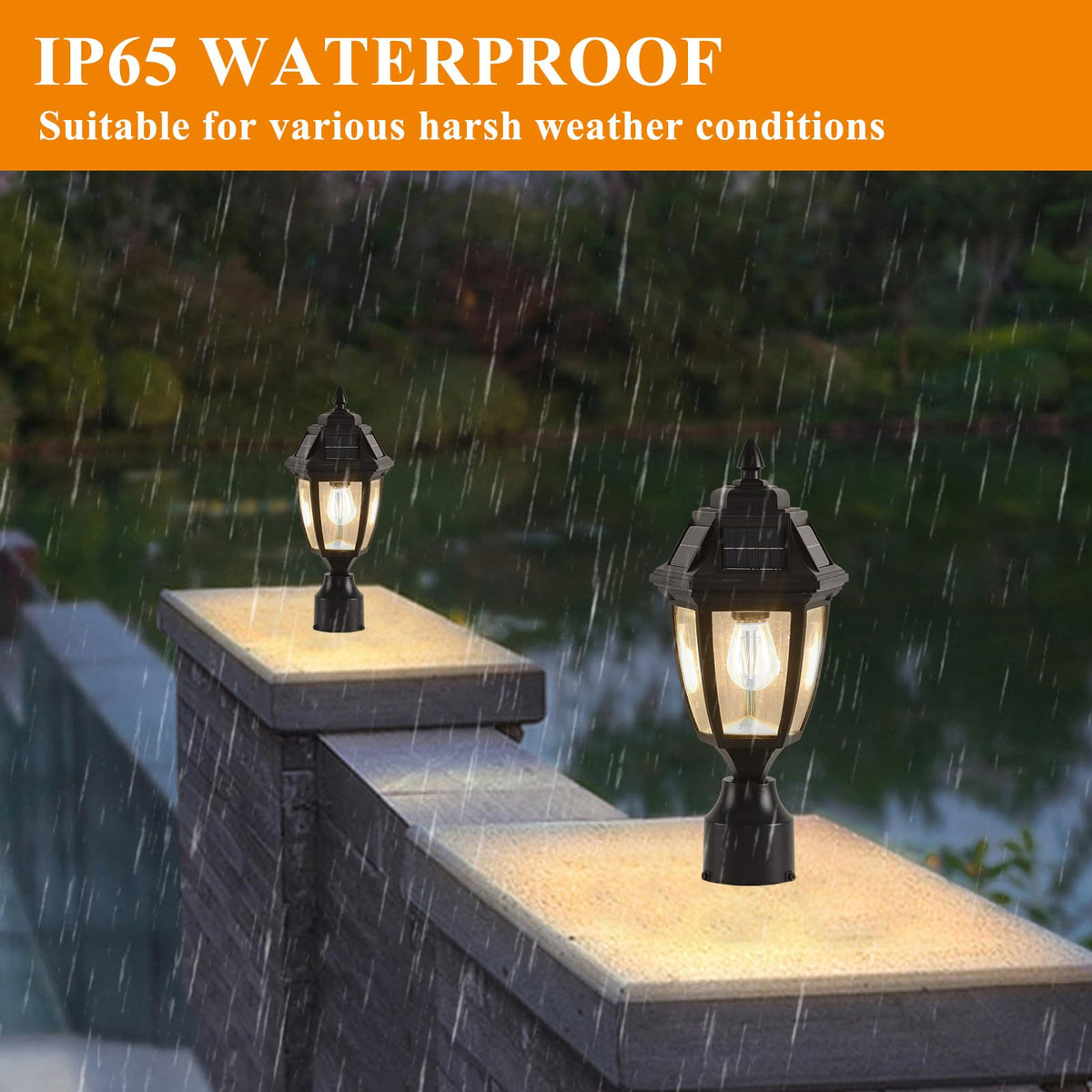 TEBLAMPUE Solar Post Lights 2 Pack, Motion Sensor Post Lantern Without Pier Mount Base ...