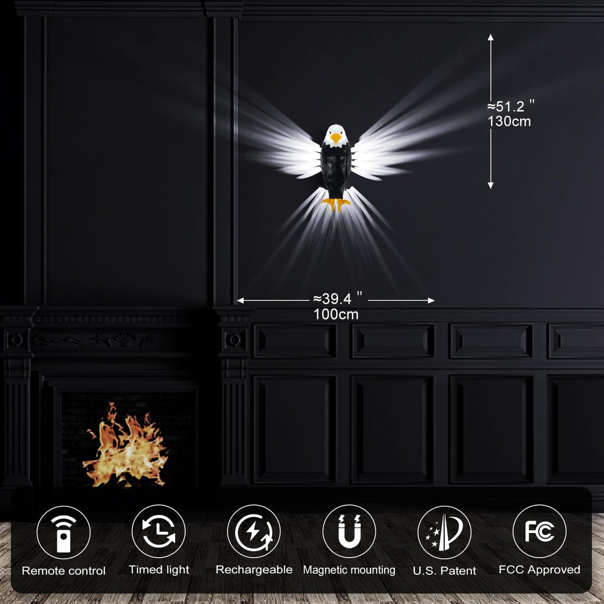 Chamese Bald Eagle Wall Light, American Eagle Night Light With Remote – Lightsdaddy