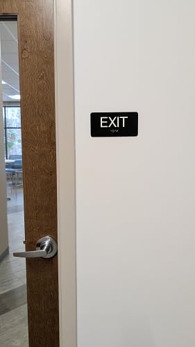 Nap Tags - Ada Compliant Exit Sign With Braille (6" X 3" Bla – Lightsdaddy