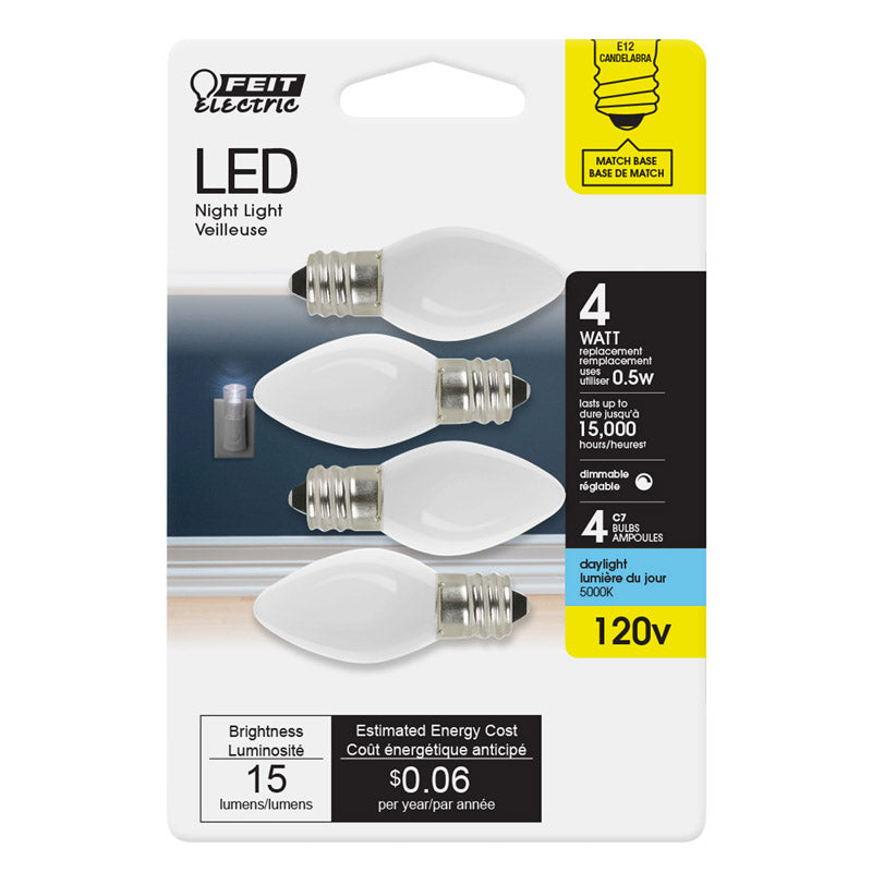Feit Electric Blunt Tip LED Light Bulb, Model BP4C7/850/LED/4, Energy ...