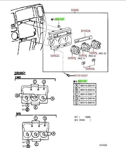 Toyota OEM Cooler Control Console Bulbs Set of 10 - Model SUVELAM, Gre ...