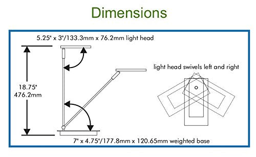 PureOptics LED Telescoping Desk Lamp, Adjustable Height, Folds Flat fo ...