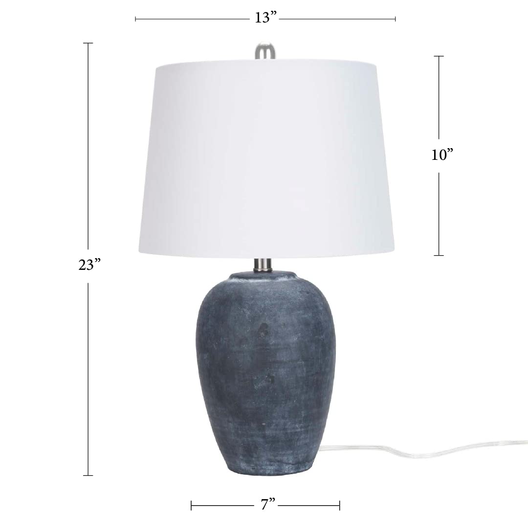 Nourison 23'' Black Vintage Distressed Ceramic Pot Table Lamp for ...