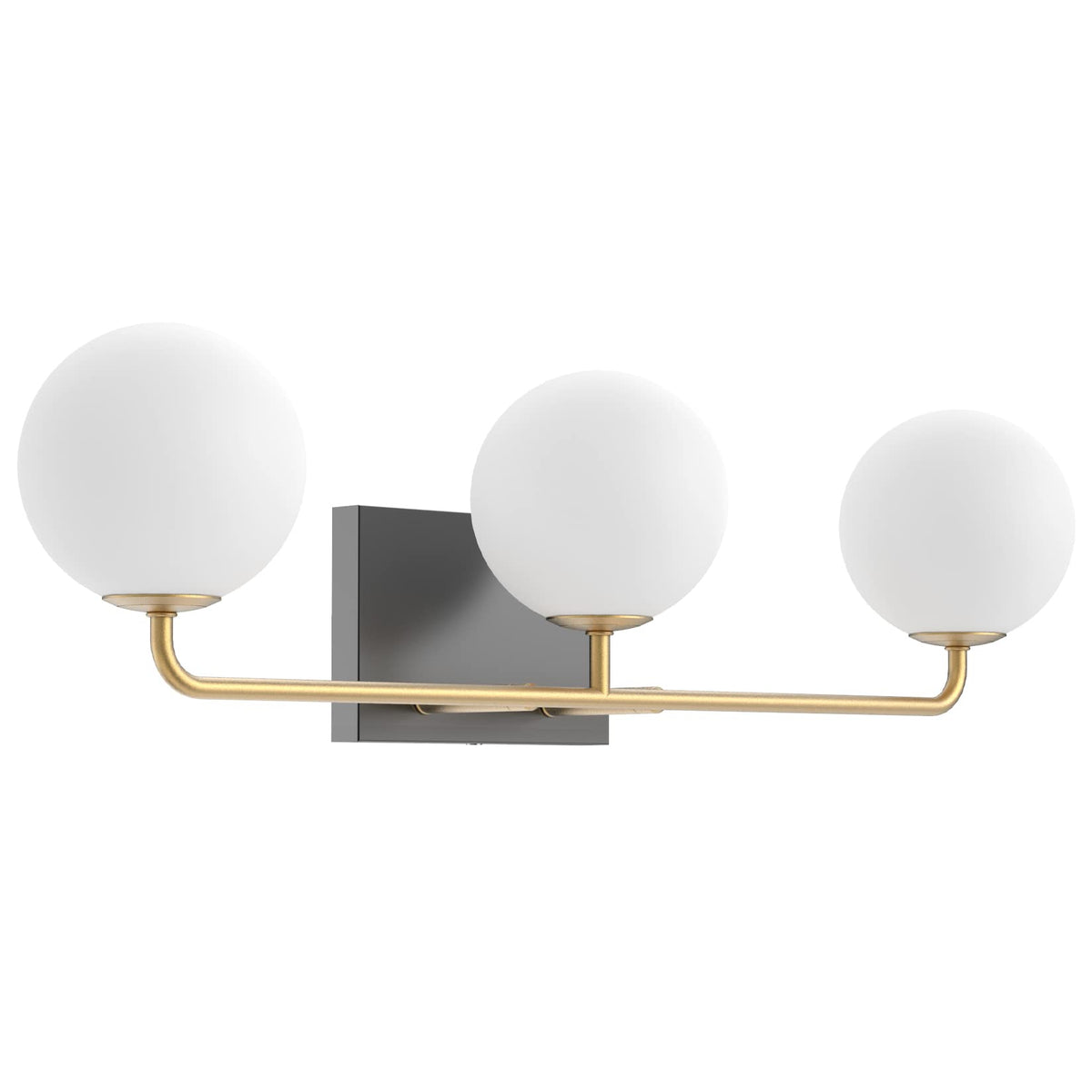 Tipace Mid Century Modern Gold 3-Lights Vanity Light Fixtures With Mil ...