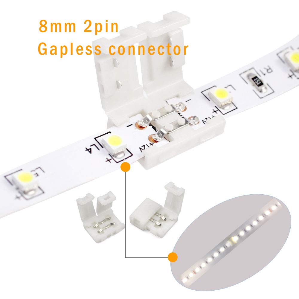 Fsjee 2Pin 8Mm Led Strip Connector Kit Include L Shape 2 Pin Right Ang ...