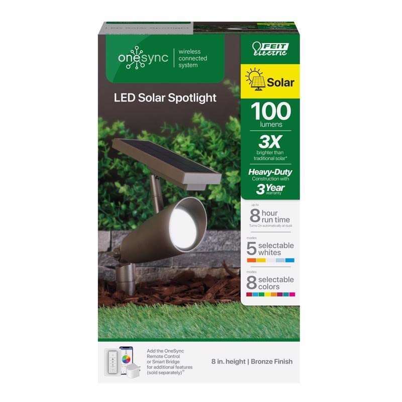 Feit Electric 100W LED Spotlight, Solar Powered, Remote, Bronze, One S ...