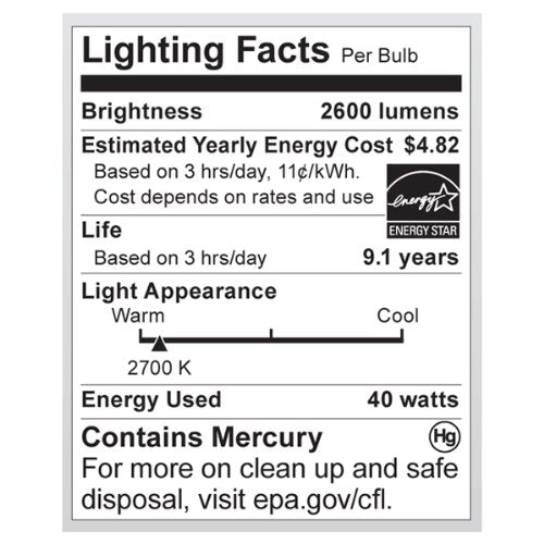 Satco S7334 Hi-Pro Spiral CFL Light Bulb, 40 Watt (150 Watt), 2600 Lum ...