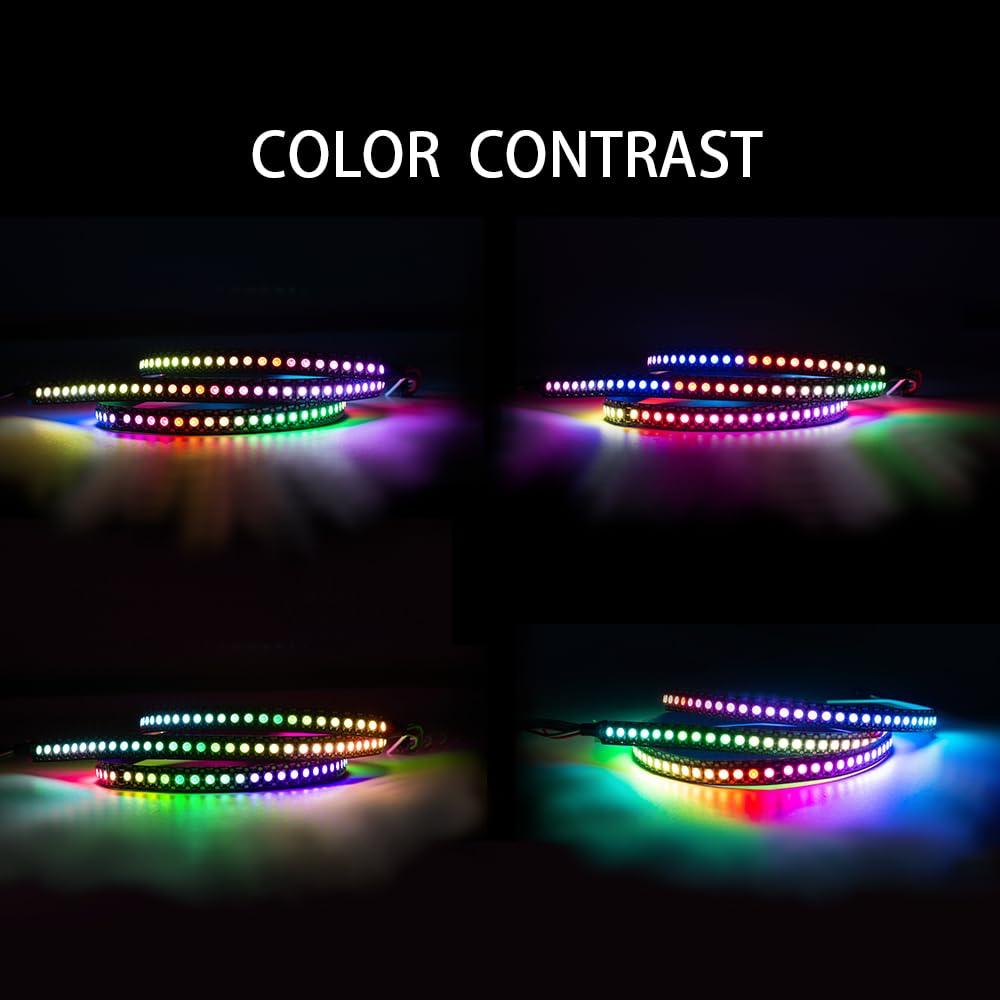 KWMSTPLT WS2812B RGB LED Strip, 3.2FT 144 LEDs, Individually Addressab ...