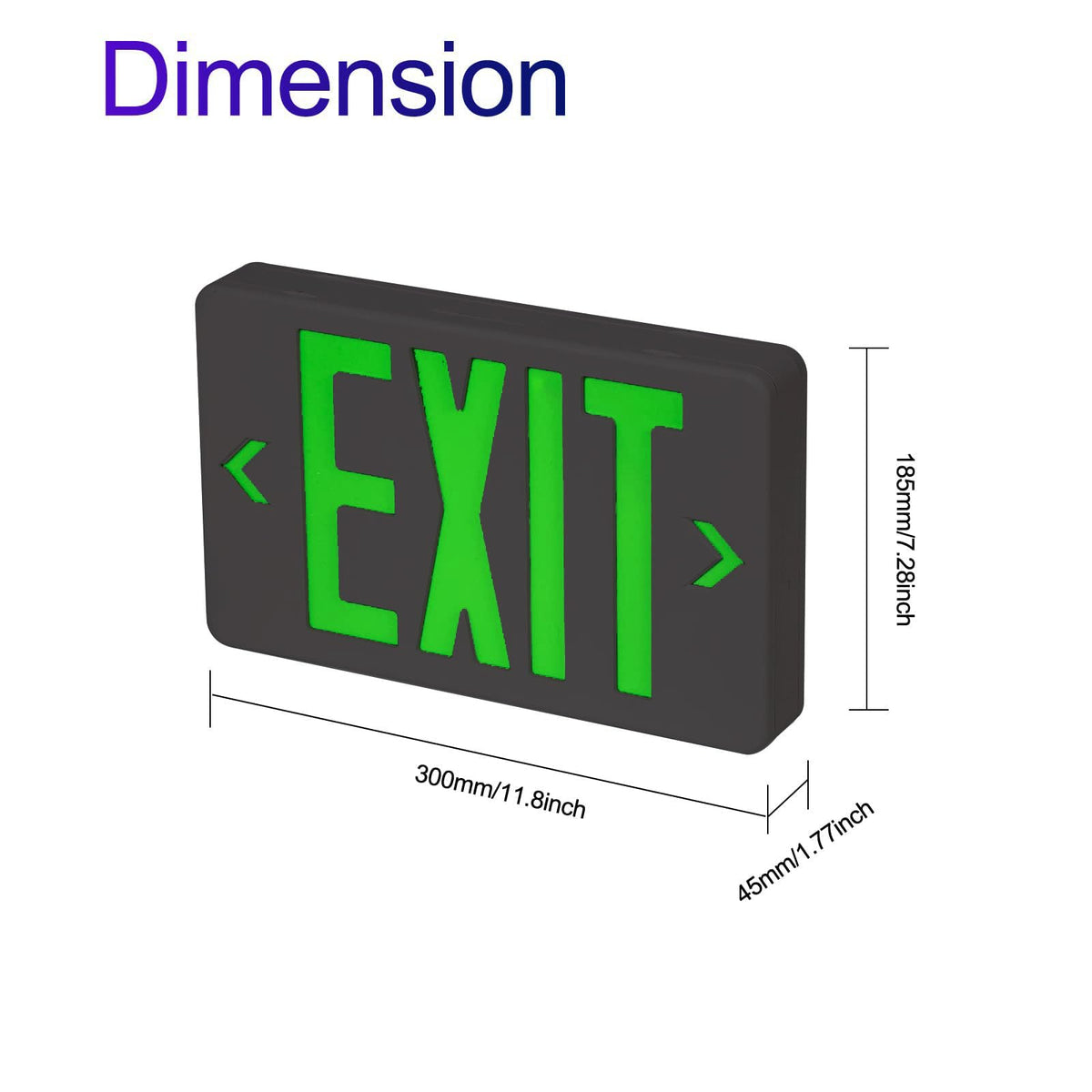CM MZY Black Housing, Green Double Face Emergency Sign with Battery ...