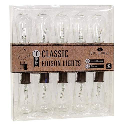 Cwi Gifts Clear Edison Light Strand, 10 Ct., Plastic, Brown/Clear, Mod ...