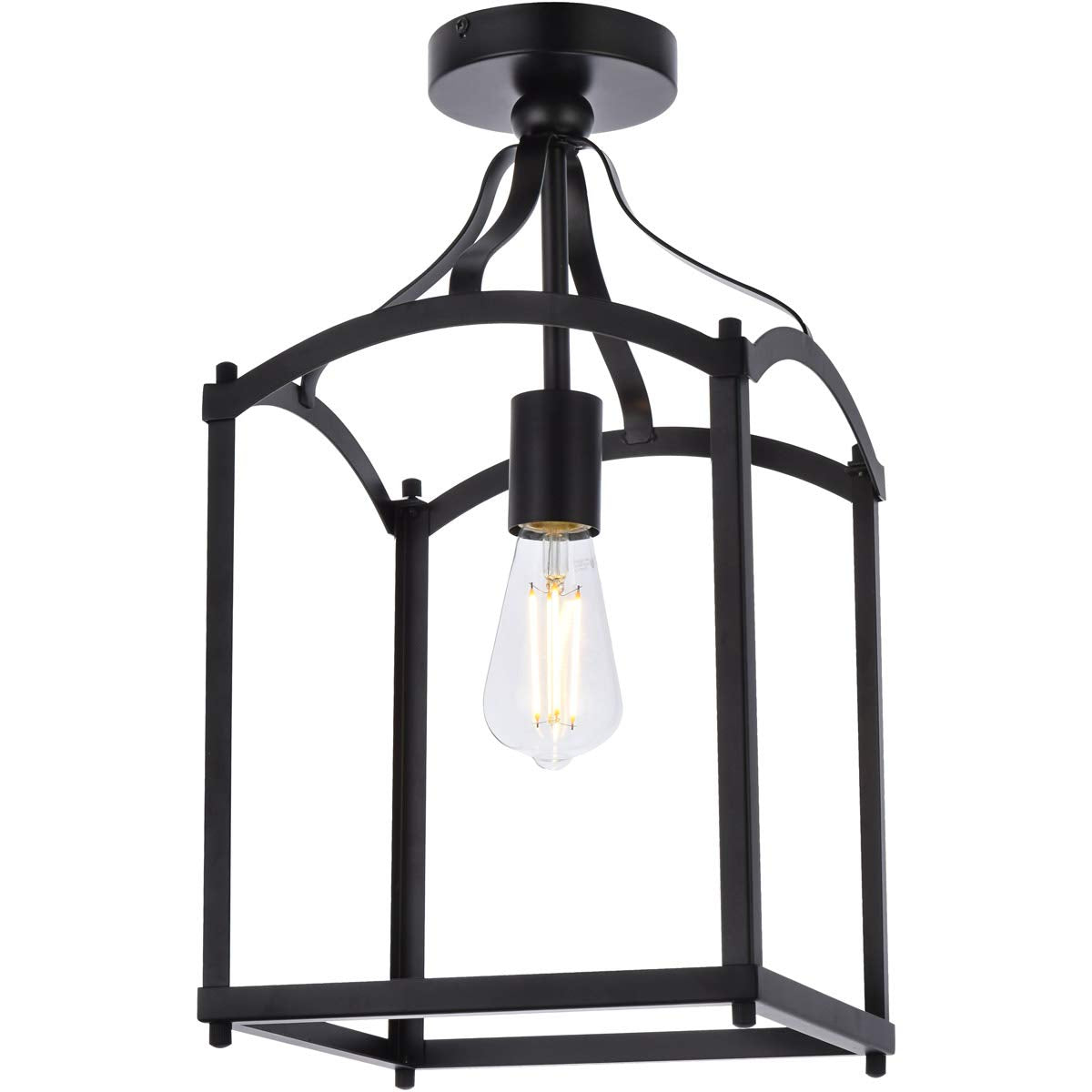 Living District Janet 1-Light Mid-Century Metal Flush Mount in Black ...
