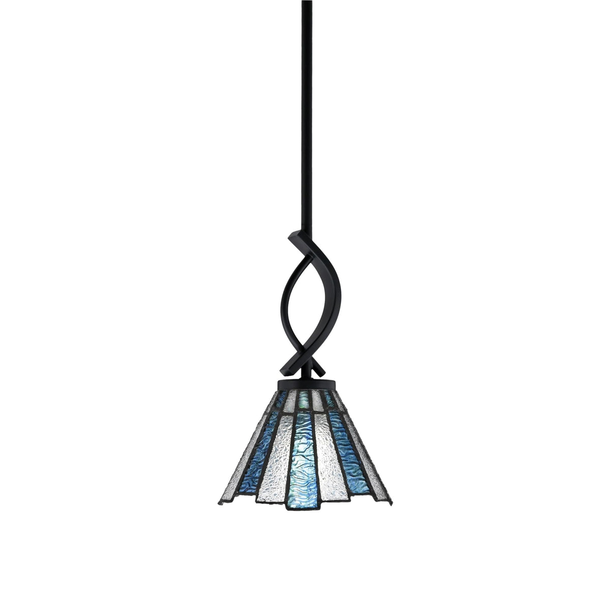 Cavella 1 Light Stem Mini Pendant Shown in Matte Black Finish with 7 ...
