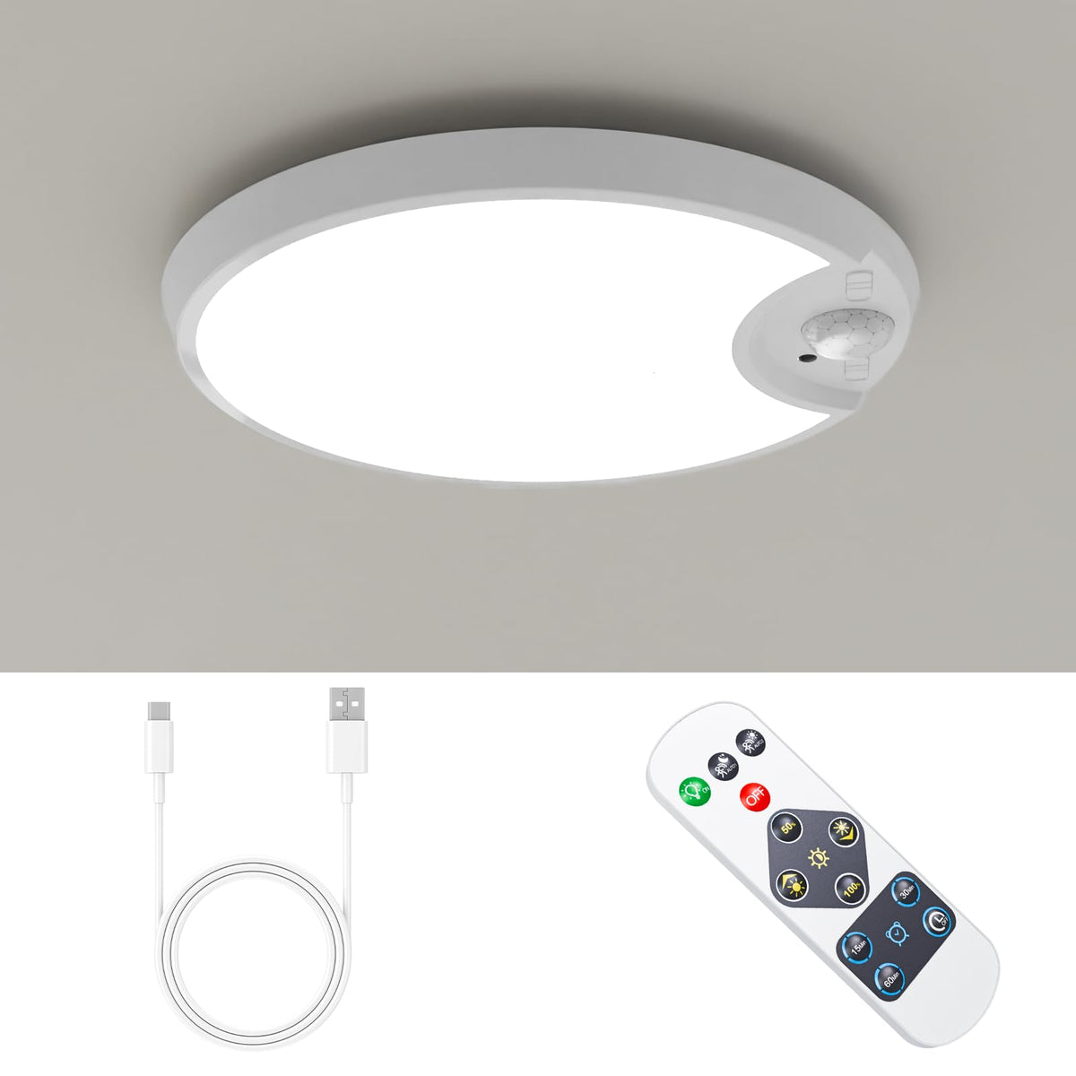 HOMODEN Battery Powered Ceiling Light, Wireless Led Ceiling Light with ...