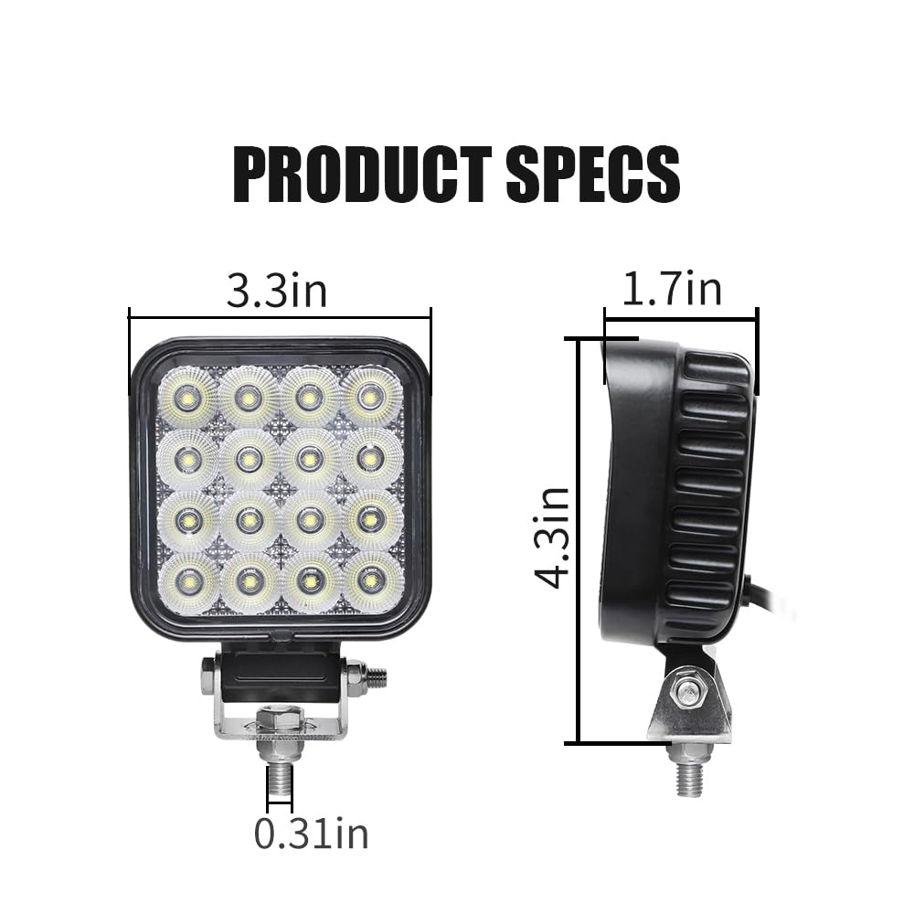 EXZEIT 80W LED Work Light - 150° Flood Light for Trucks & Equipment, A ...