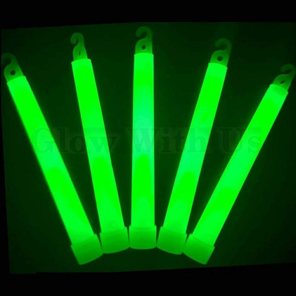 Glow With Us Glow Sticks - 25 Pack, 6” Plastic Green Light Sticks, 12 ...