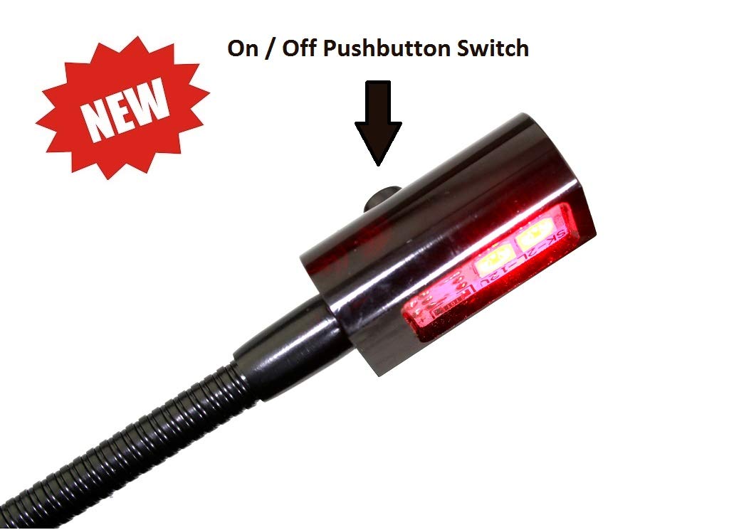 PilotLights Mini Gooseneck Panel Light - 240mm, RED LED, 12VDC, Black ...
