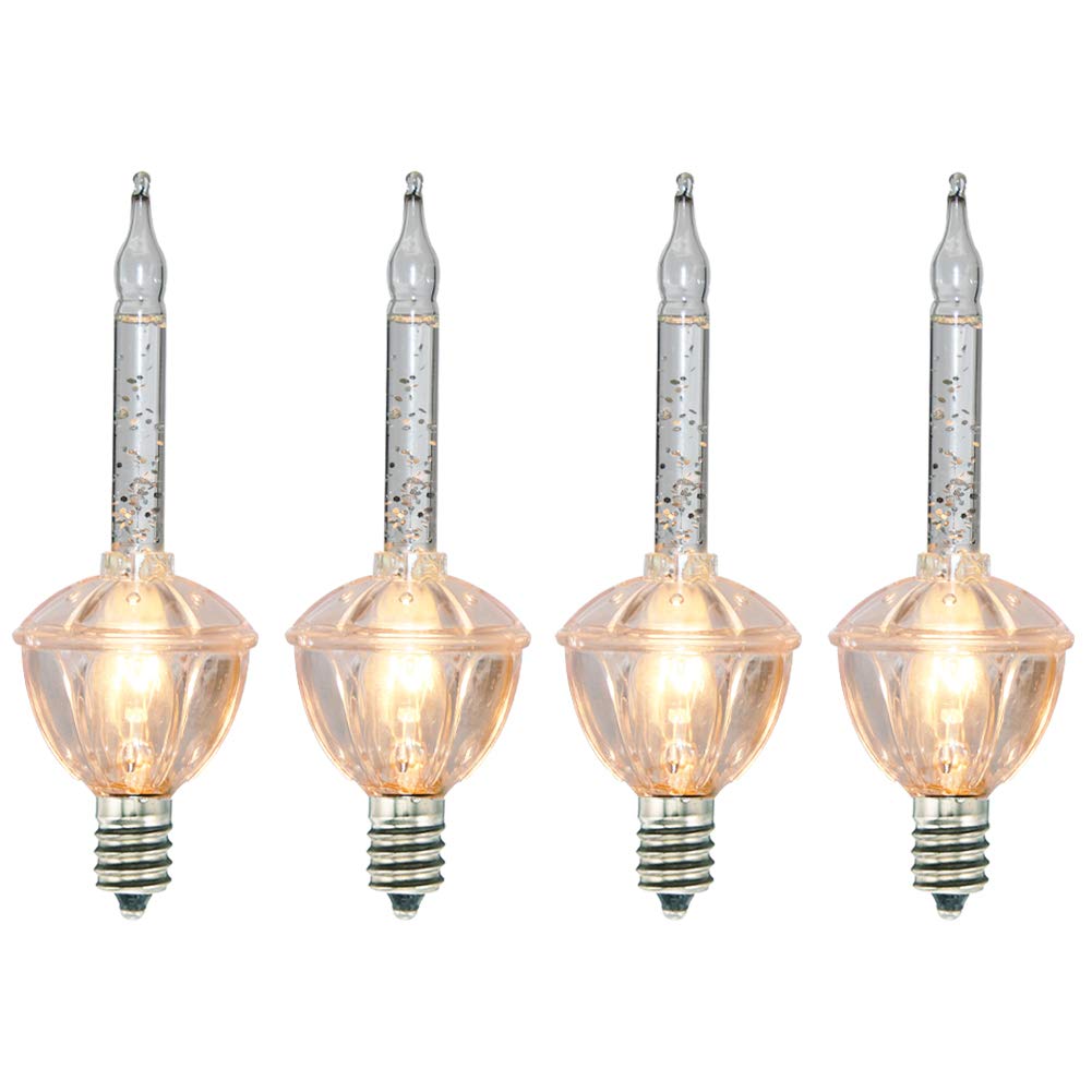 Abeja Christmas Bubble Light Replacement Bulbs, Silver Glitter, Glass ...