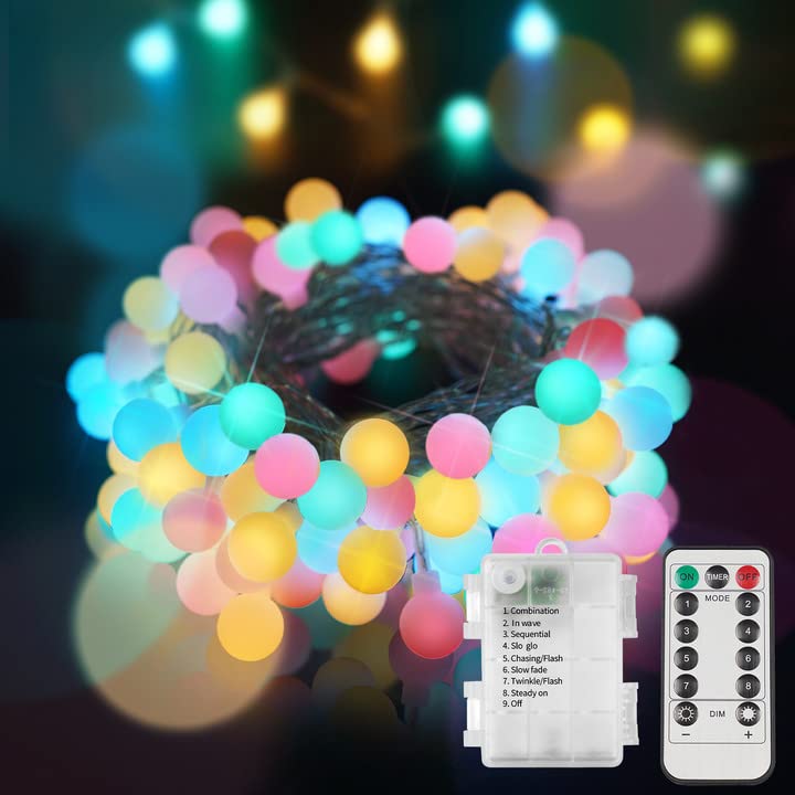 suddus Globe String Lights Bedroom, 100 Led Battery Powered Fairy ...