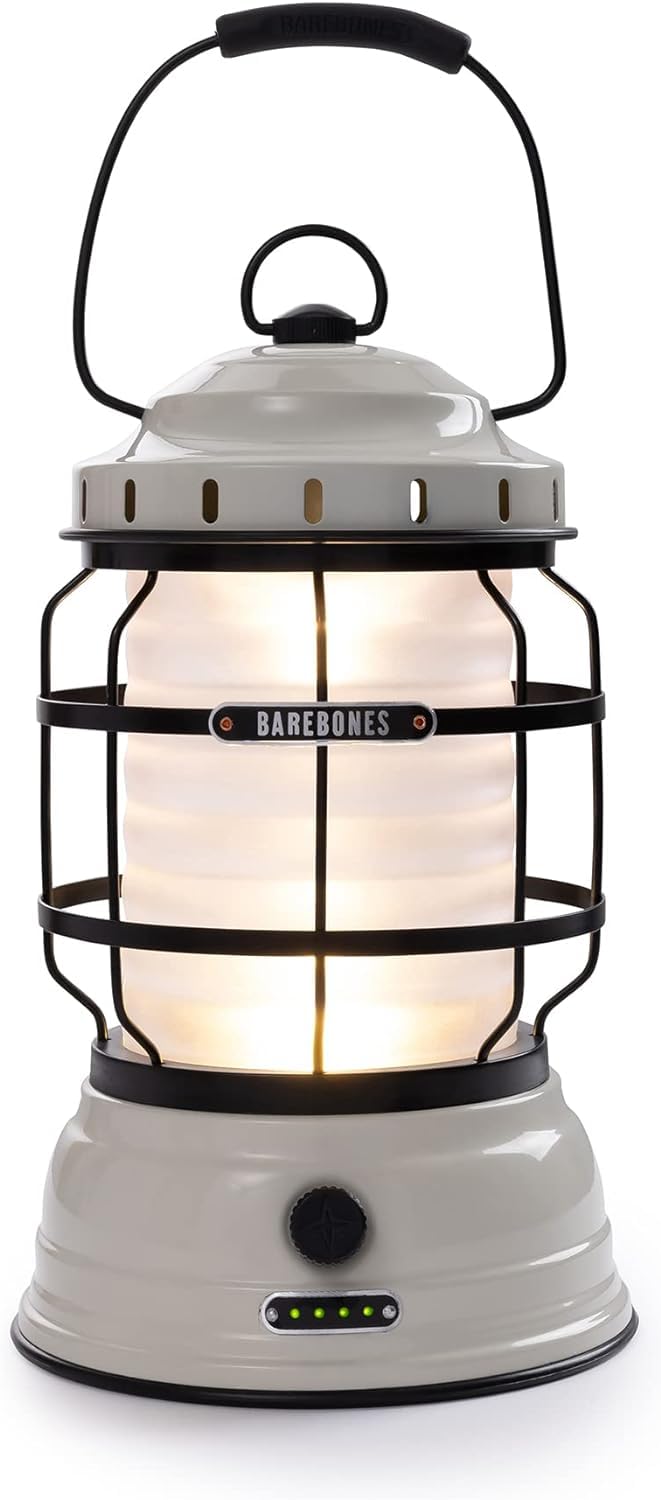 Barebones Forest Lantern - Vintage White LED Lantern, Adjustable Brigh ...