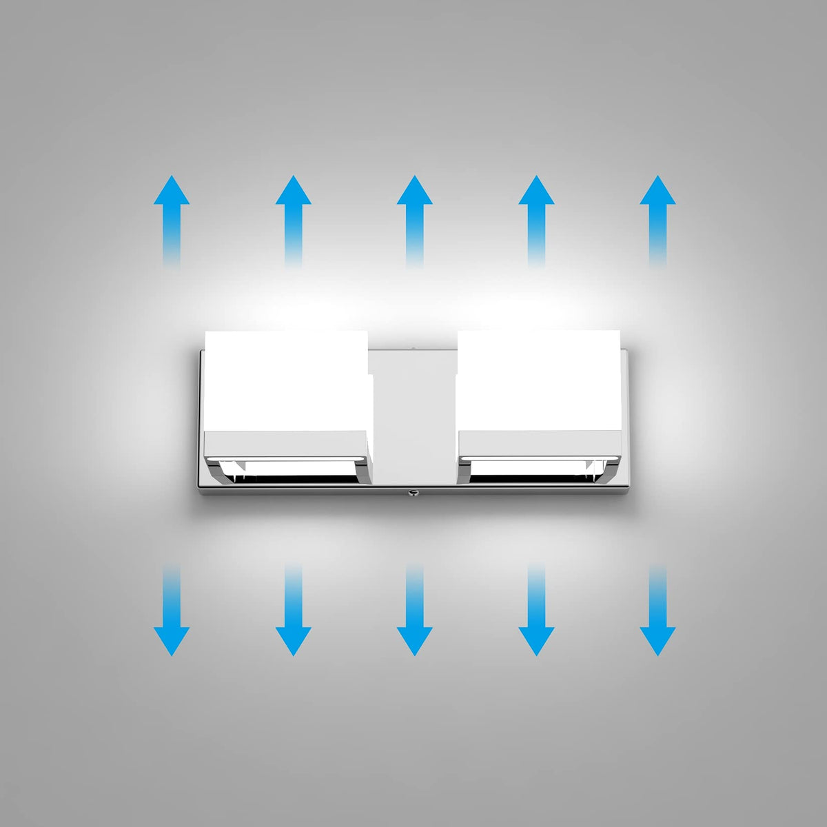 Tipace LED Dimmable 2-Light Vanity Fixture - Frosted White Acrylic Chr ...