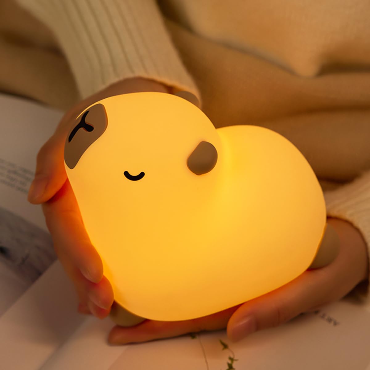 Cute Capybara Night Light, LED Capybara Lamp Rechargeable Touch Bedsid ...