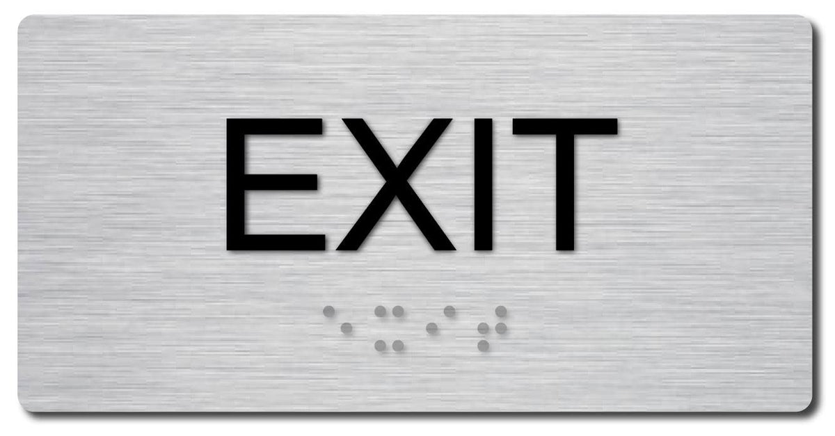 ADA Compliant Tactile Exit Sign (3'' X 6'' Brushed Aluminum/Black ...