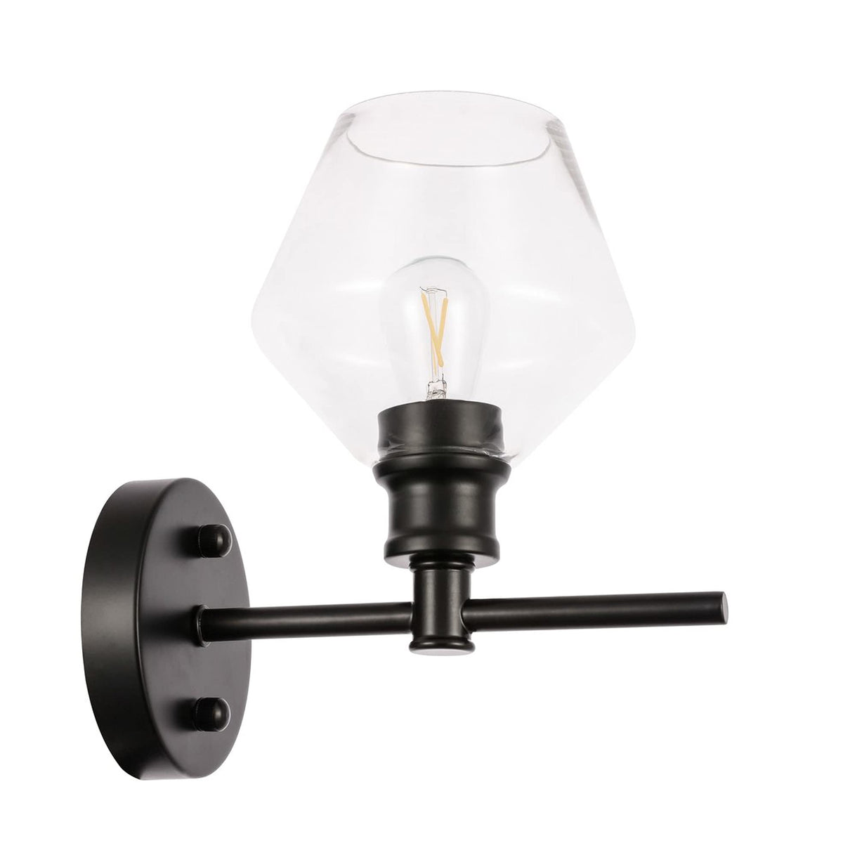 Living District Gene 1 Light Black And Clear Glass Wall Sconce ...