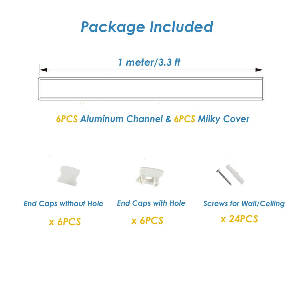 Besseto Plaster LED Aluminum Channel 20 Pack 6.6FT/2 Meter Plaster LED ...