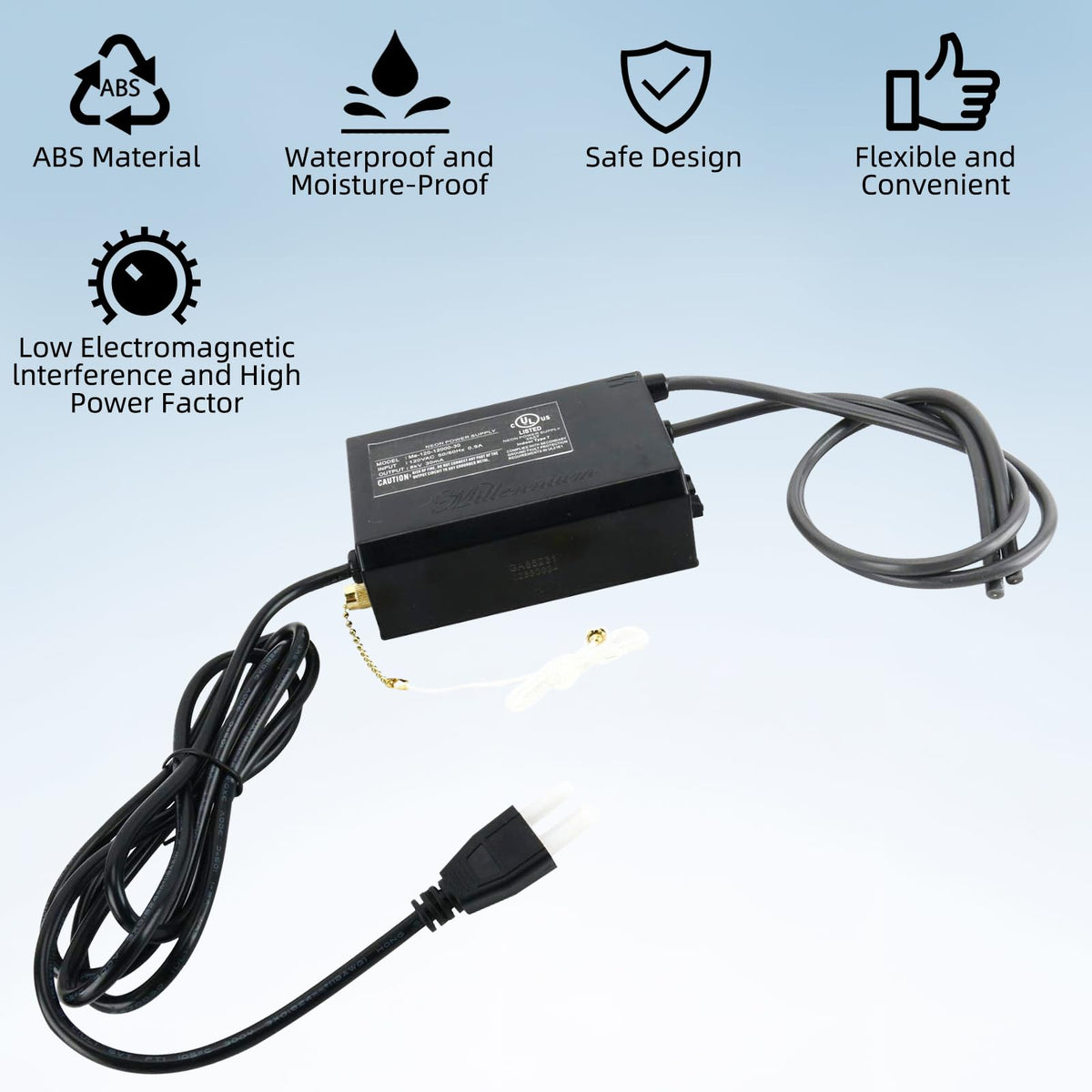 Yaeccc Neon Light Transformer 8KV 30mA UL Listed Power Supply Black ME ...