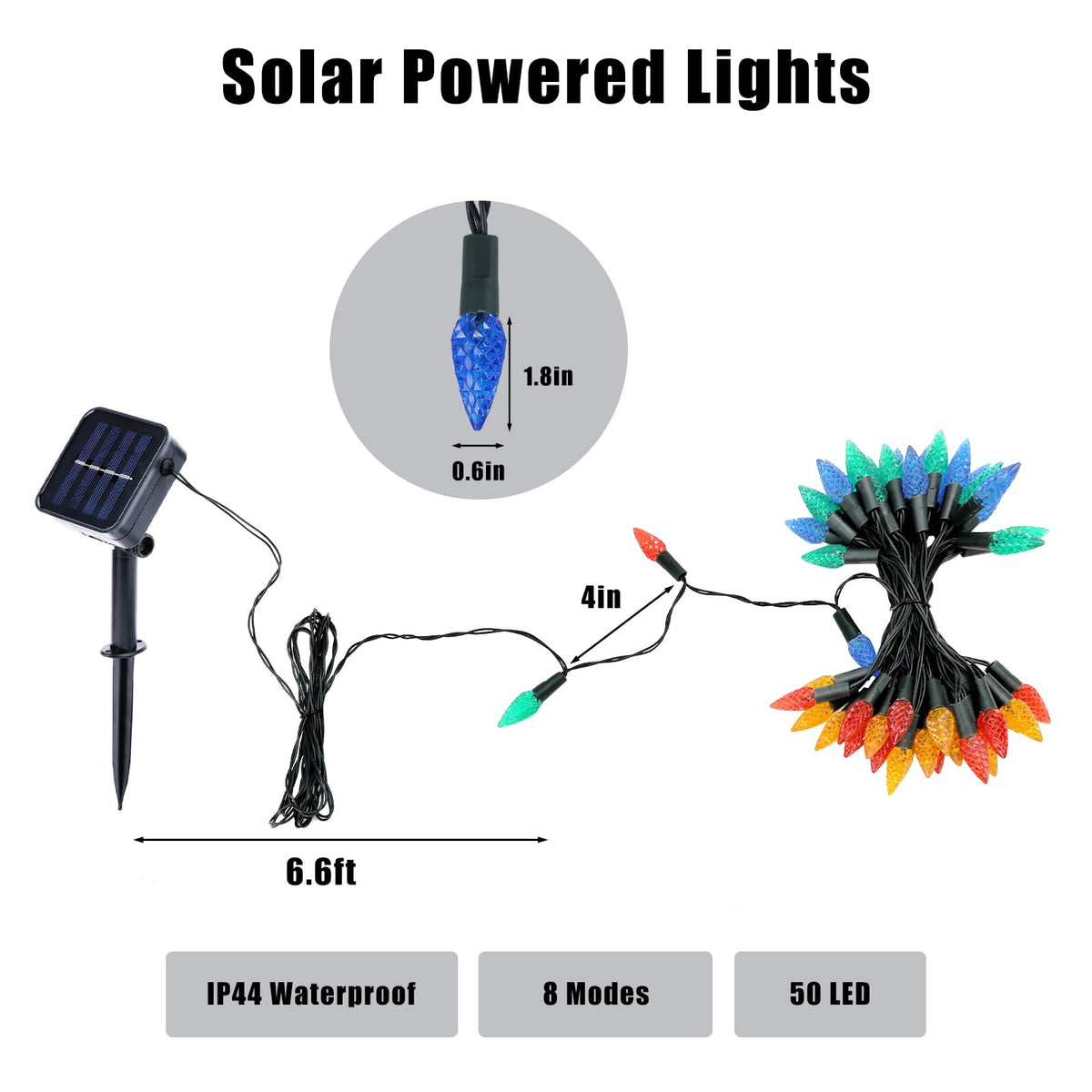 Leisure world 2 Pack 50 LED C6 Solar Christmas Lights Outdoor, 23FT ...