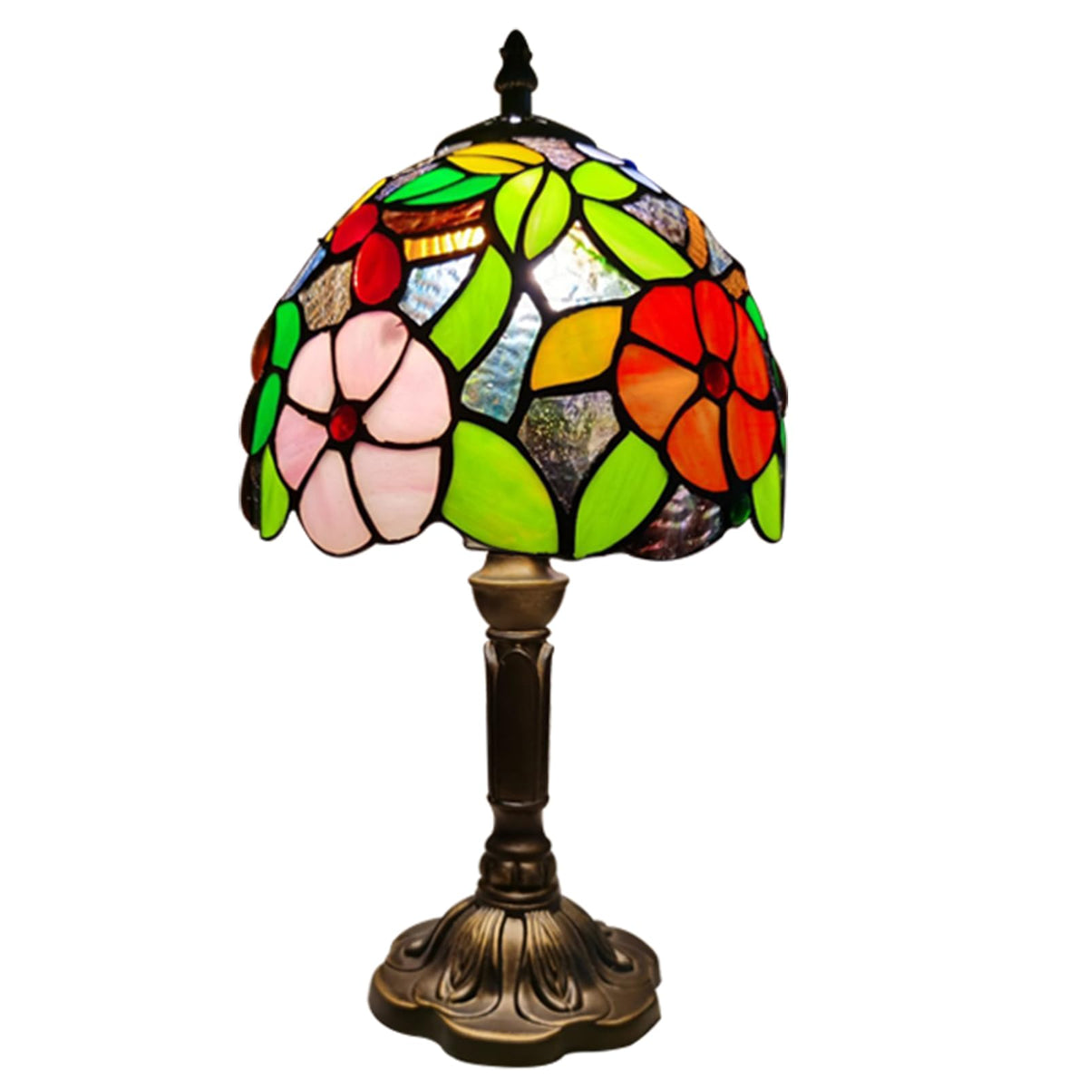 FUMAT Tiffany Small Table Lamp 3-Way Color Temperatures 8x8x15 Inch Gr ...