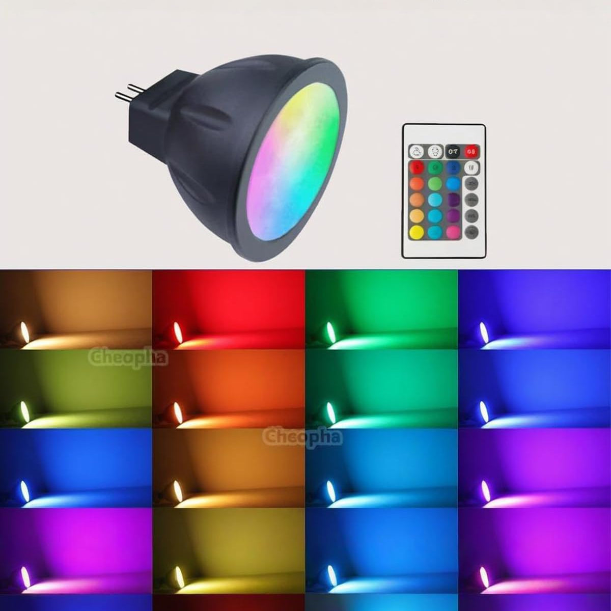 Cheopha MR11 RGB Color Changing LED Bulbs with Remote Control, 12V GU4 ...
