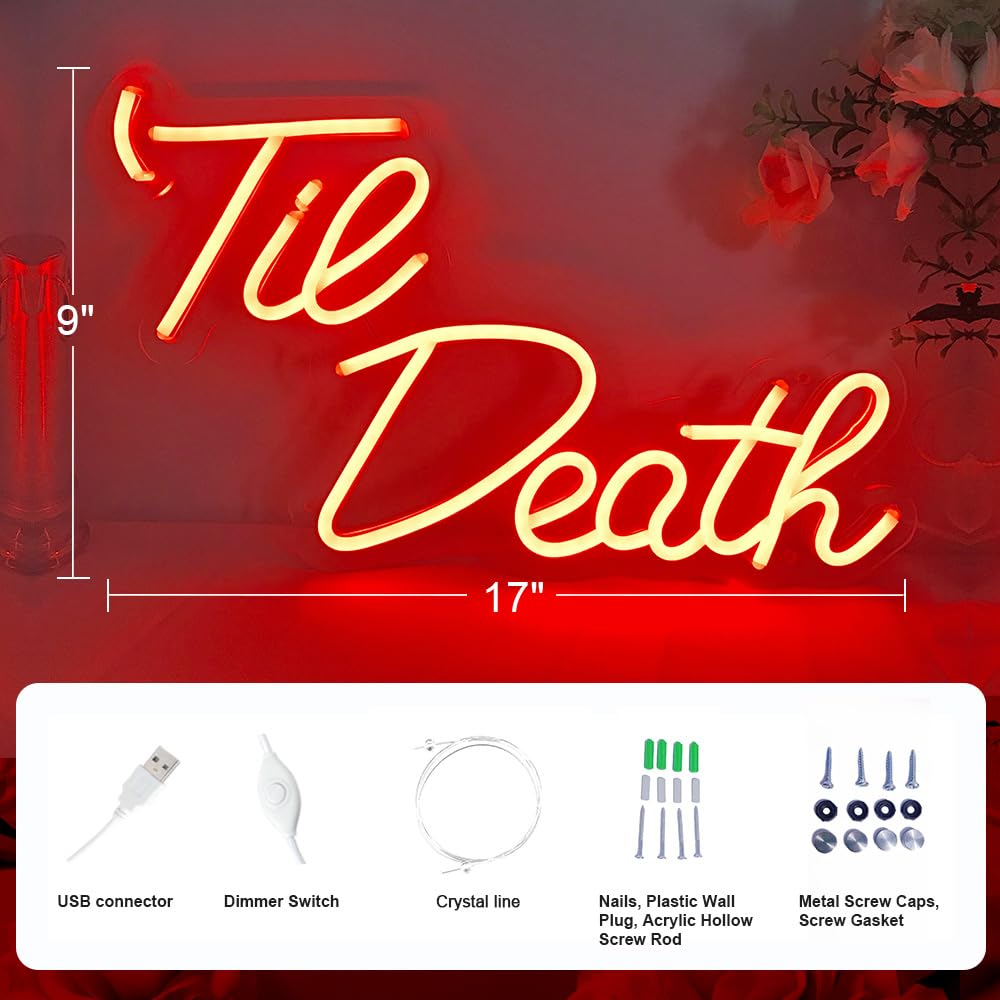Jxin Til Death Neon Sign For Wall Decor Til Death Led Neon Light Signs ...