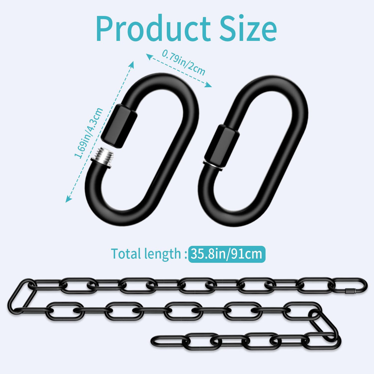 3 Feet Industrial Black Light Fixture Chain, Plant Hanging Chain, with ...