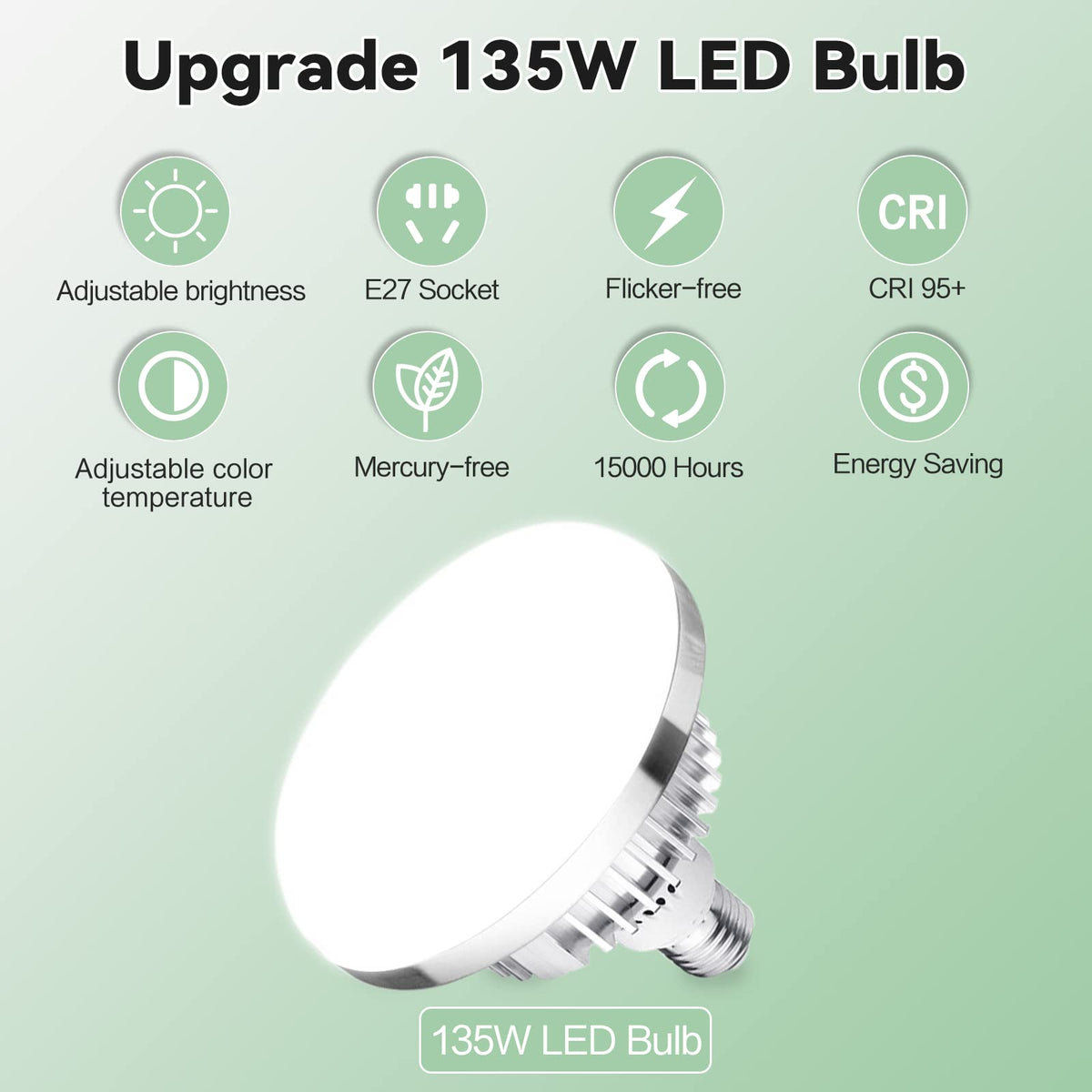 2Pack 135W Photography Light Bulb Dimmable Tricolor Led Bulbs 2700-640 ...