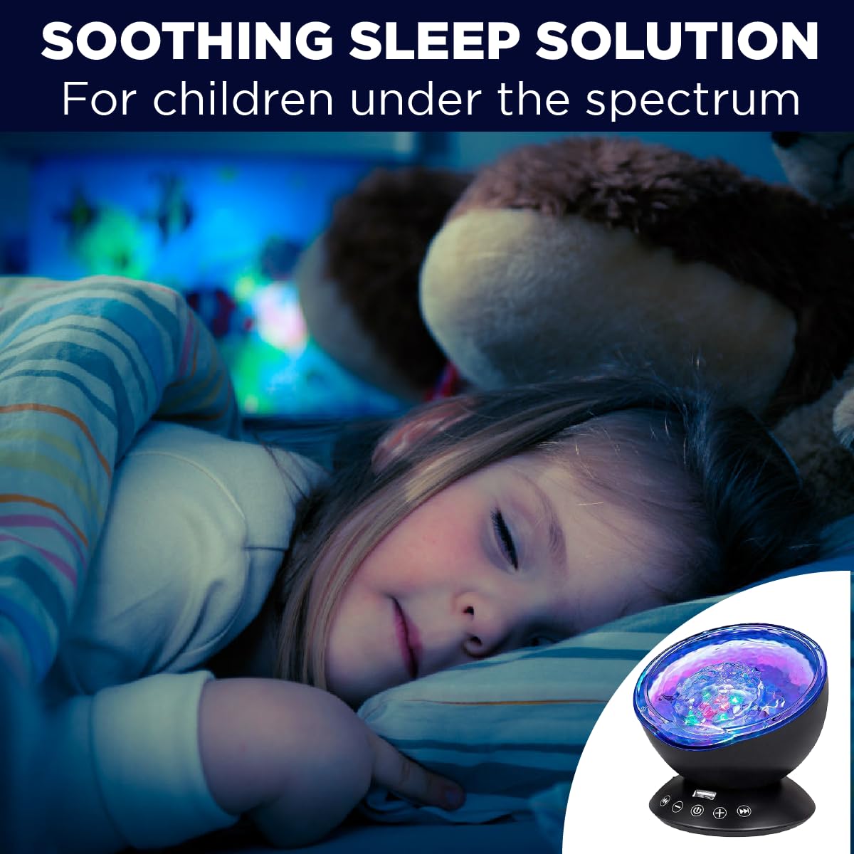 Bright Autism Calming Sea Lamp - Night Light Projector, 7 Light Modes ...