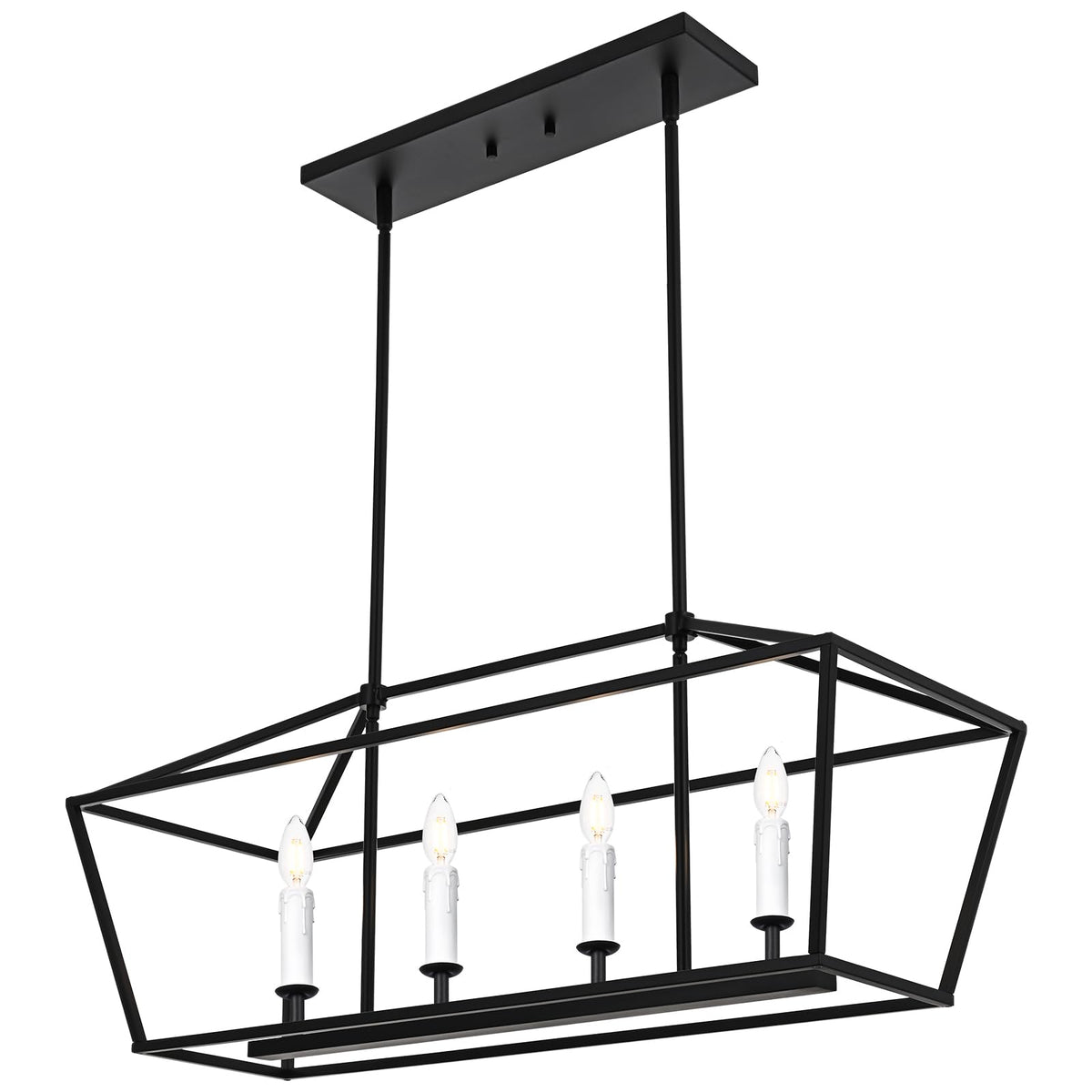 Winshen 4-Light Kitchen Island Lighting Modern Black Dining Room Chand ...