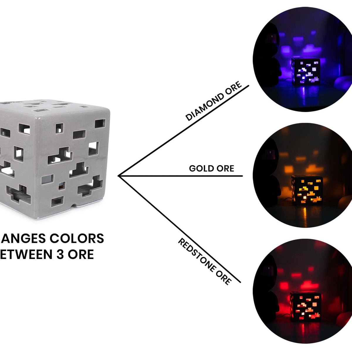 Minecraft Ceramic Ore Block Mood Light | Nightstand Table Lamp with LED ...