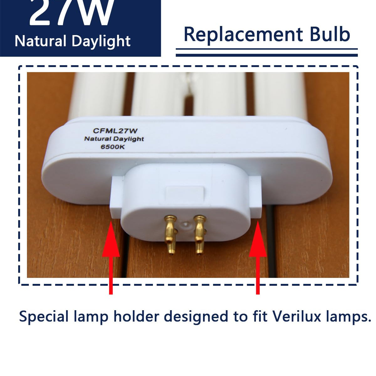 Valoisa CFML27VLX Natural Daylight Spectrum Fluorescent Light Bulb, 65 ...