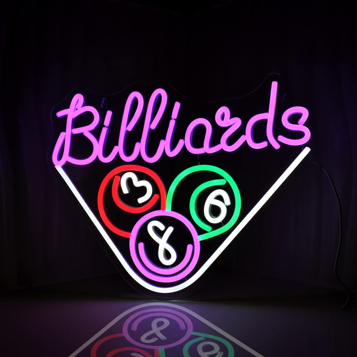 JEDAEMEN Billiards Neon Sign LED Wall Decor Medium Acrylic Purple Mode ...