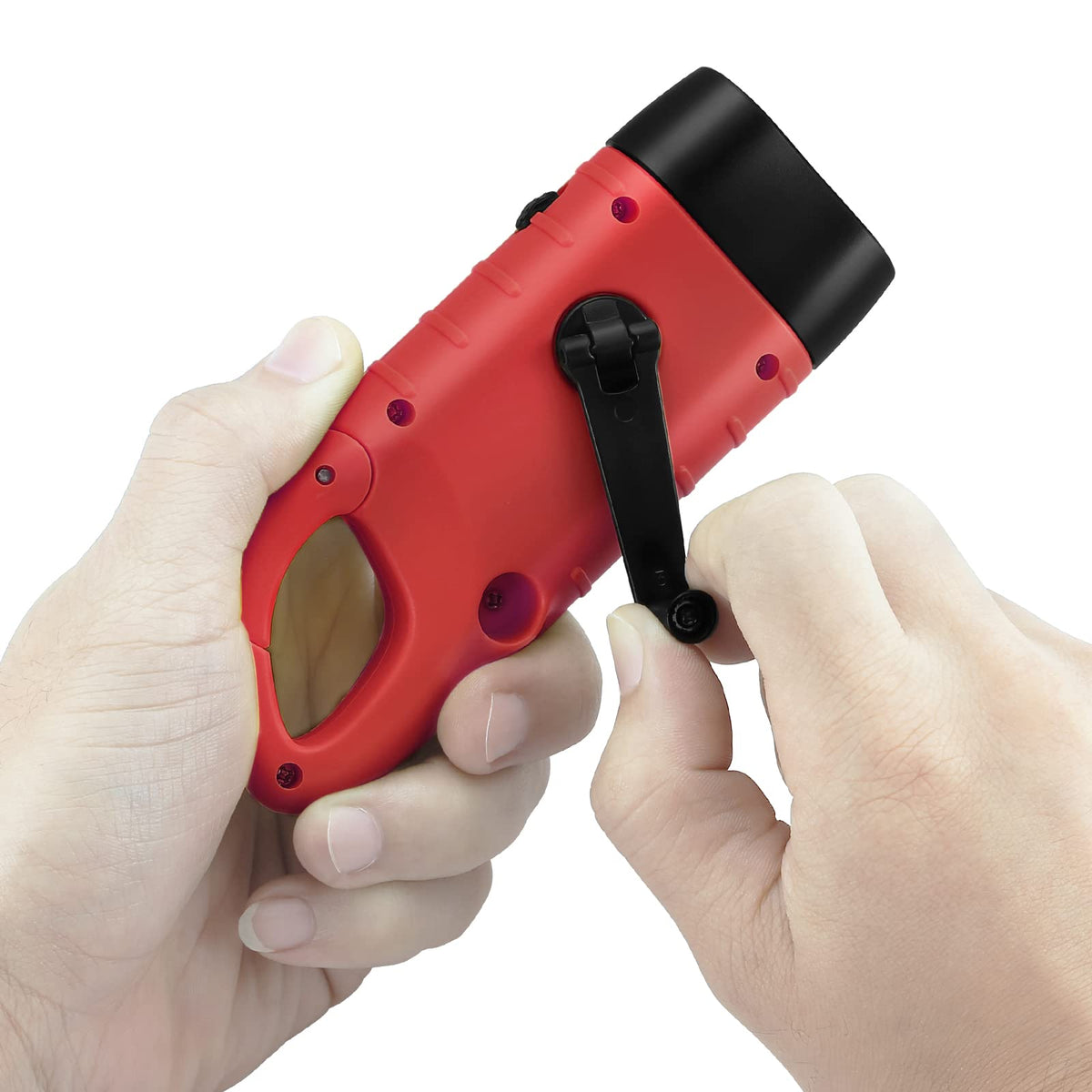 Simpeak Hand Crank Solar Powered Flashlight, LED Torch, 2-Pack, Red, M ...