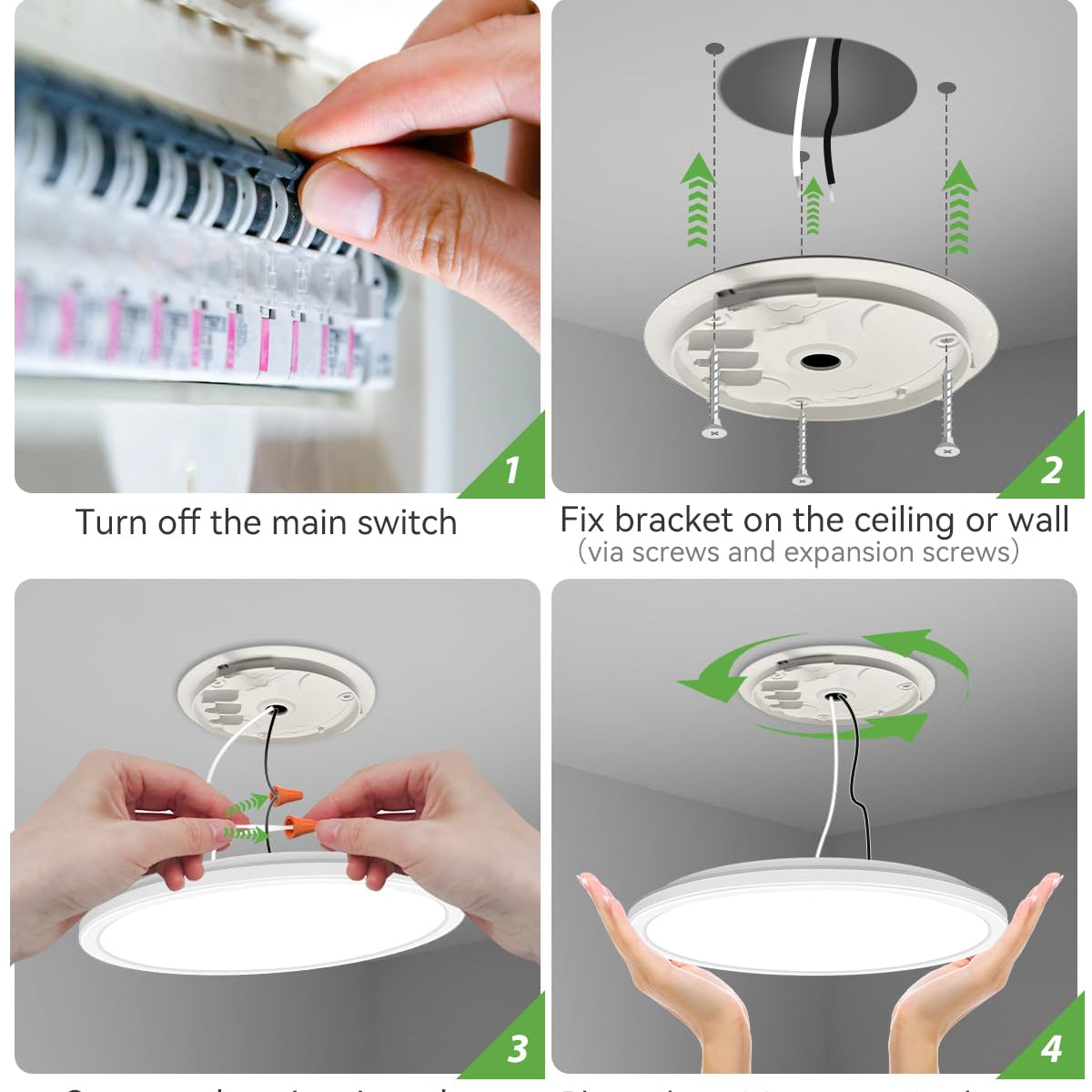 zemty 23 Inch LED Flush Mount Ceiling Light, 56W, 5040lm, 3 Color Temp ...