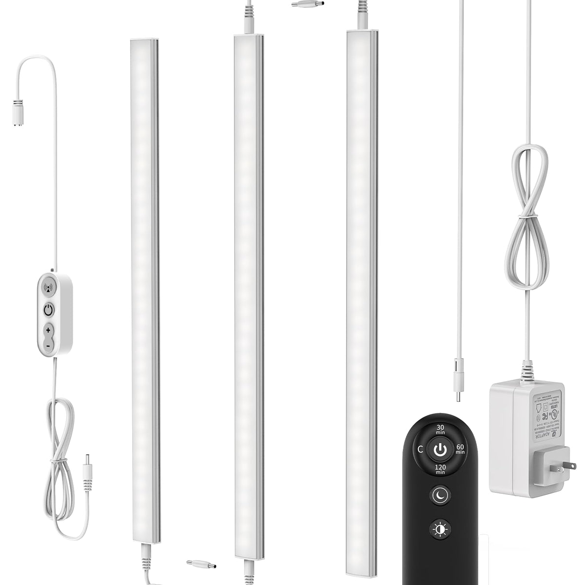 Remote Control Under Cabinet Led Light Plug in, Dimmable Daylight White ...