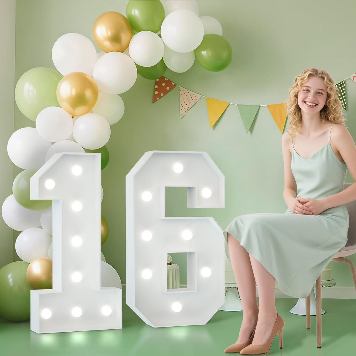 Joymuse 2.3Ft 16 Marquee Numbers 16 Light Up Numbers 16Th Birthday Dec ...