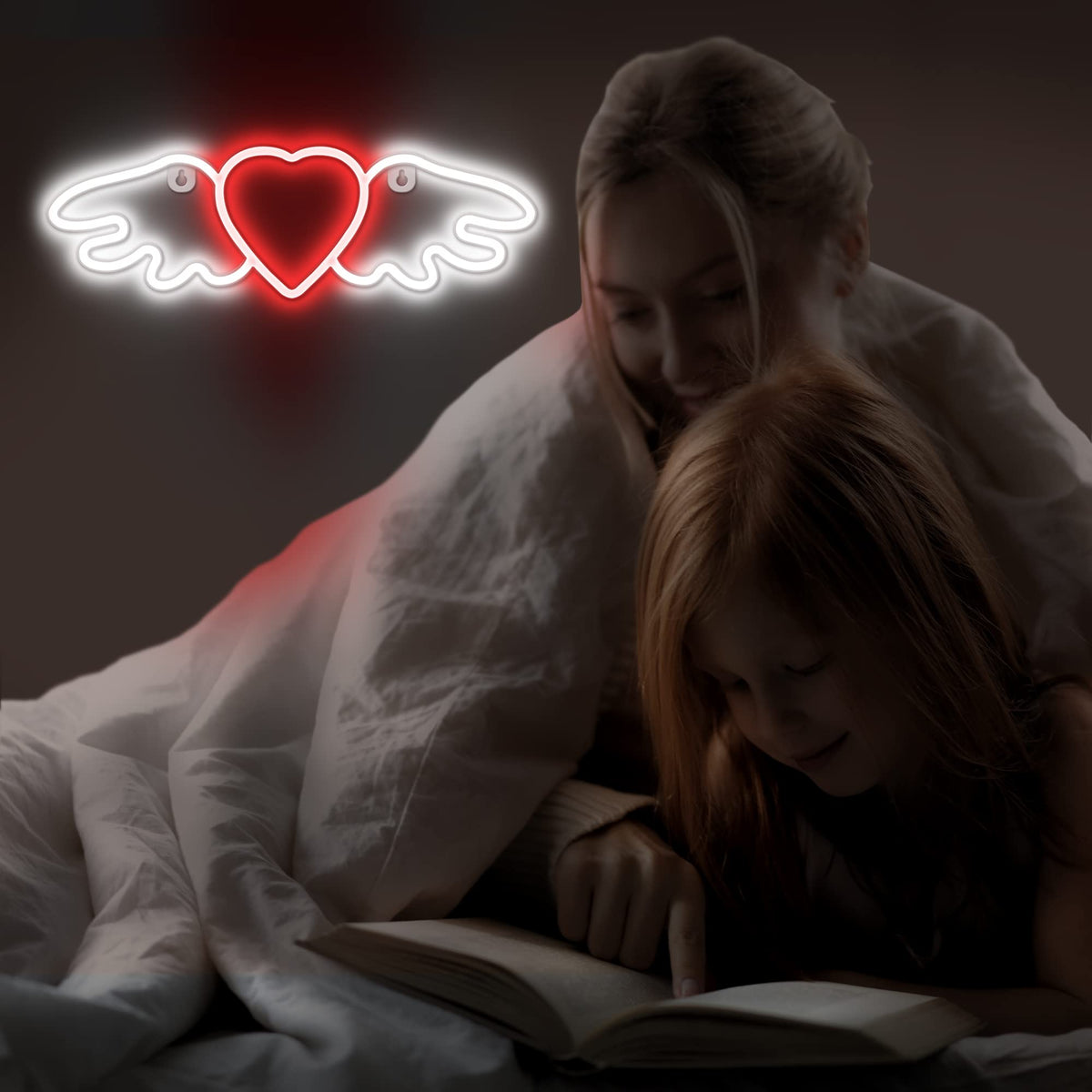 Lumoonosity Neon Heart & Angel Wings Sign - USB Powered LED Light, 14 ...