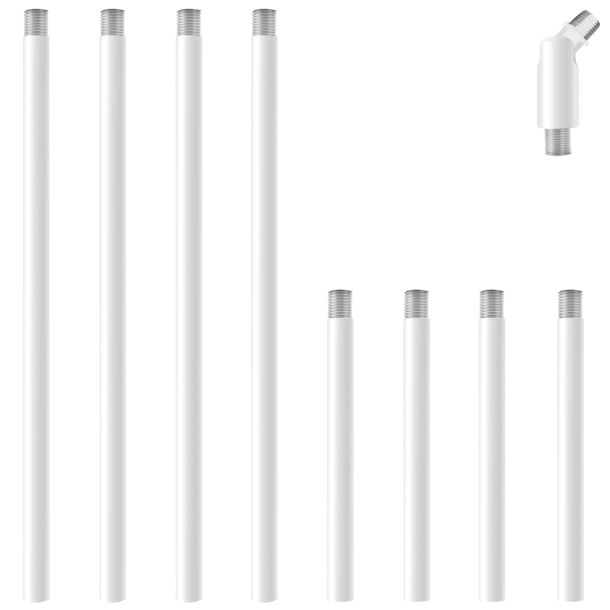 8 Pieces M10 Threaded Extension Poles Lighting Fixture Downrods Stems ...