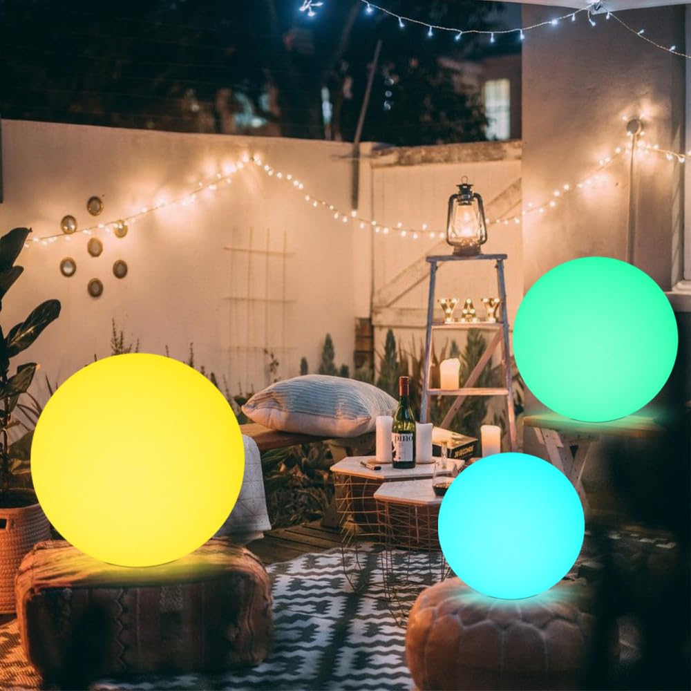 20-in LED Glowing Orb Light, Dimmable RGB Color Changing Globe Floor ...